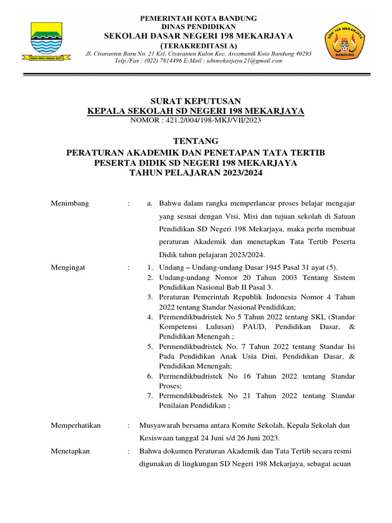 SK Tata Tertib 2023 2024 | PDF | Karier & Perkembangan