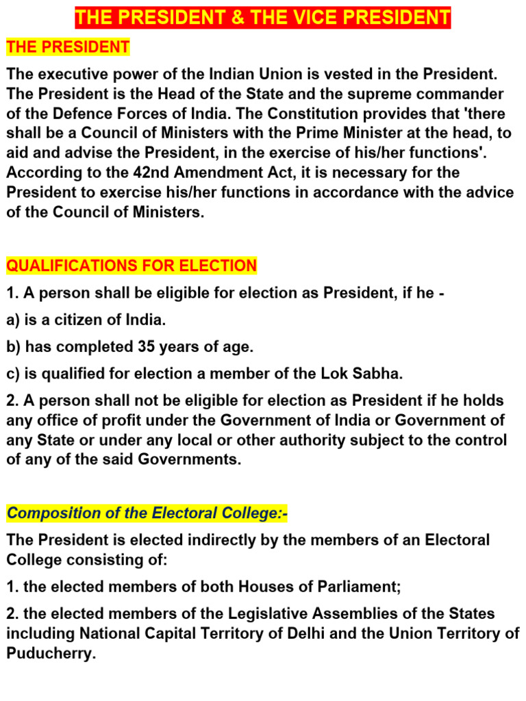 Powers and Functions of India's Vice President | PDF | Separation Of ...