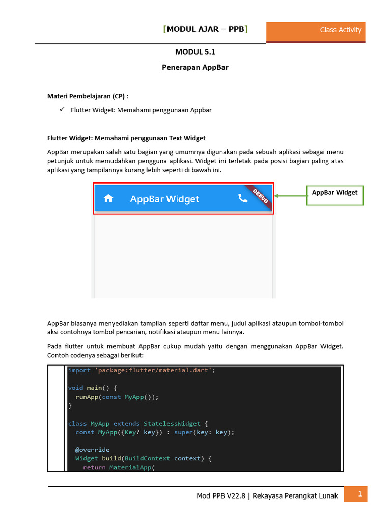 Penerapan AppBar | PDF