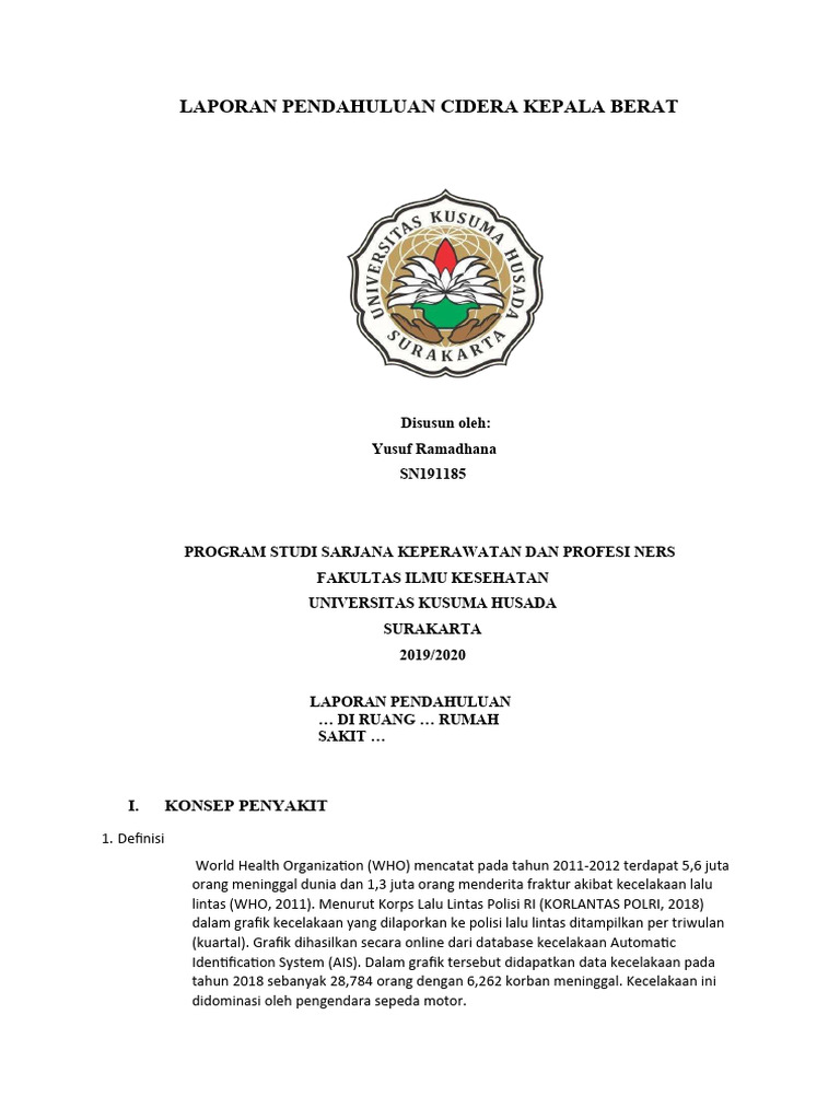 Laporan Pendahuluan Cidera Kepala Berat | PDF | Pengembangan Diri | Kesehatan Holistik