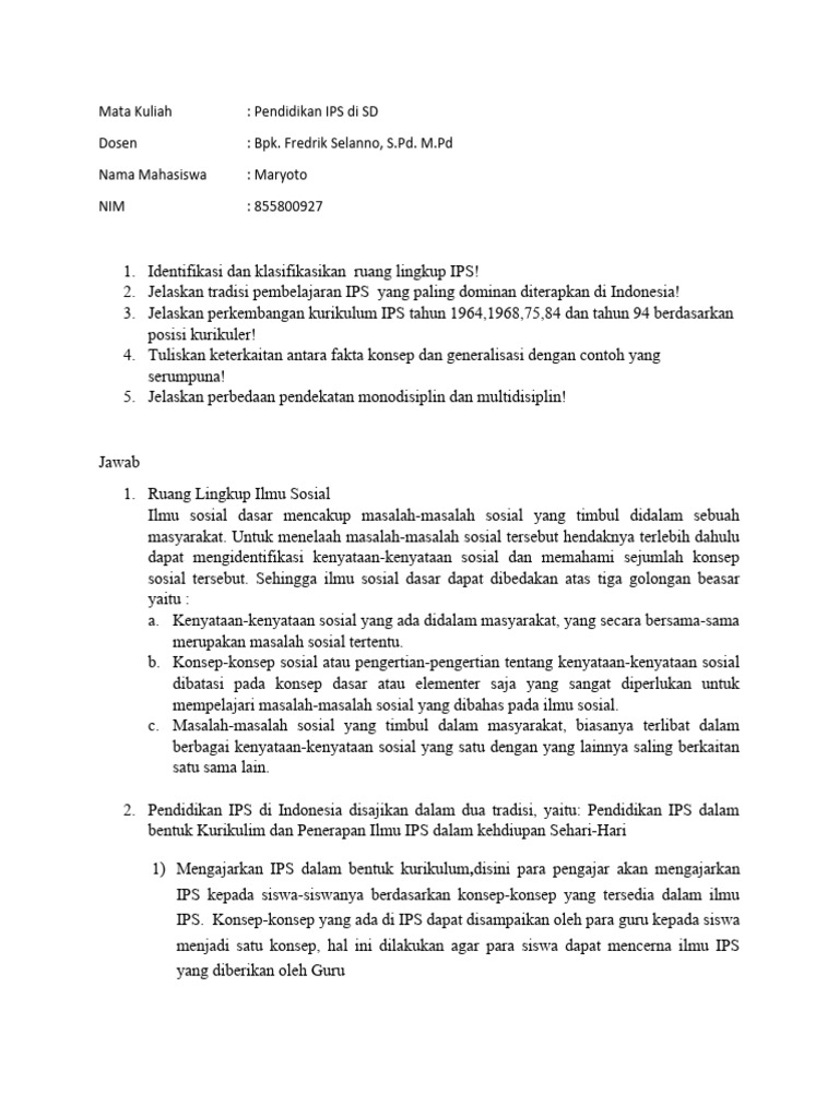 Tradisi Pembelajaran IPS di Indonesia | PDF