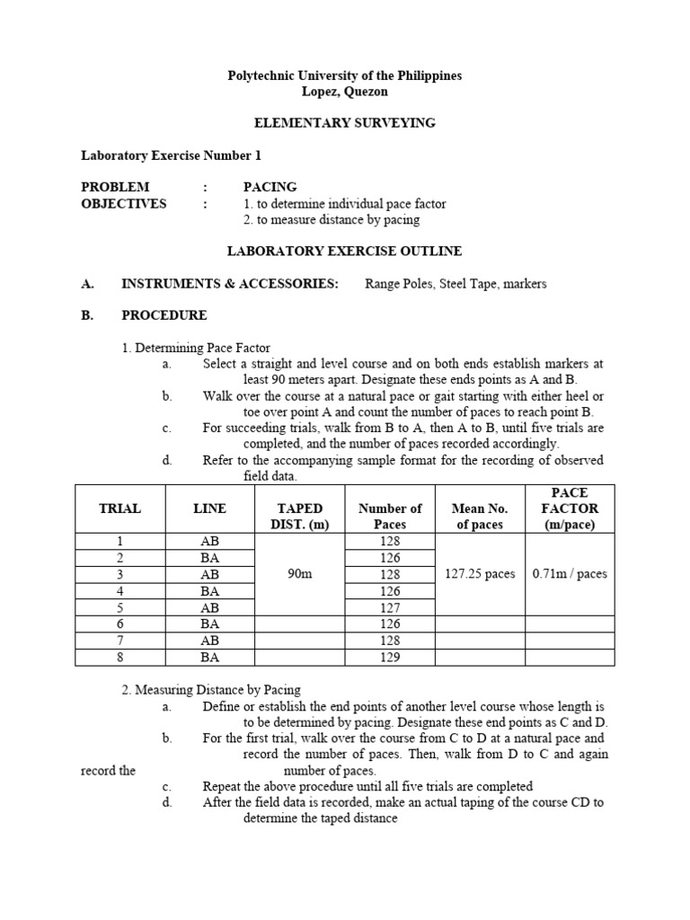 Lab 1 Pacing | PDF | Measurement | Surveying