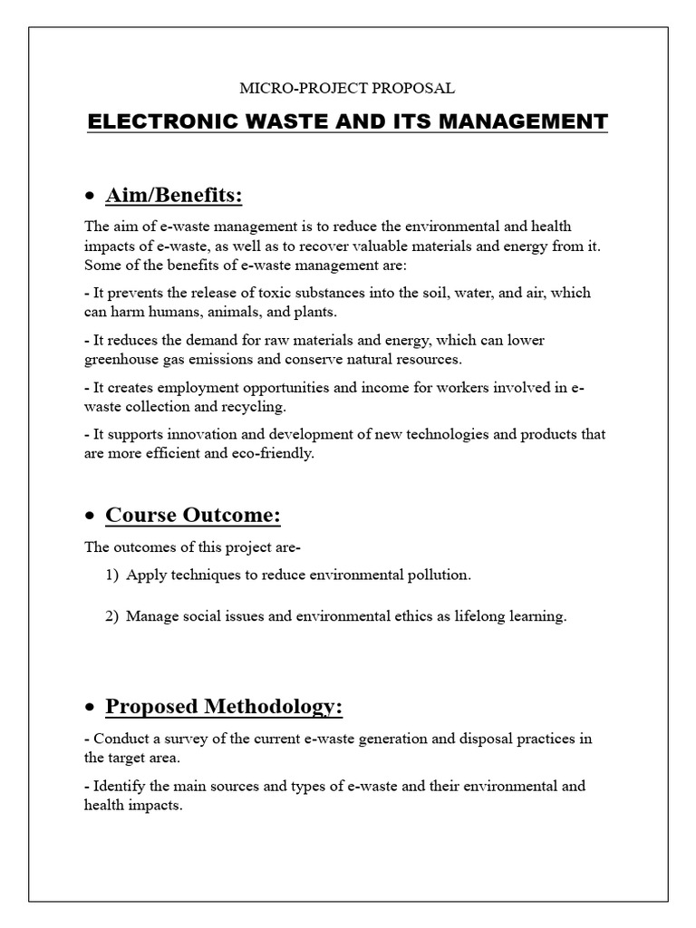 Adi Project Proposal EVS | PDF | Electronic Waste | Waste Management