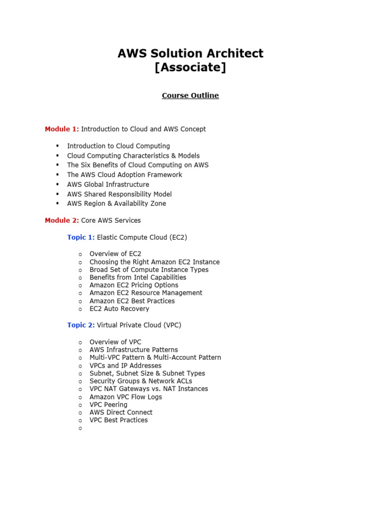 AWS Solution Architect Associate Syllabus | PDF | Amazon Web Services ...