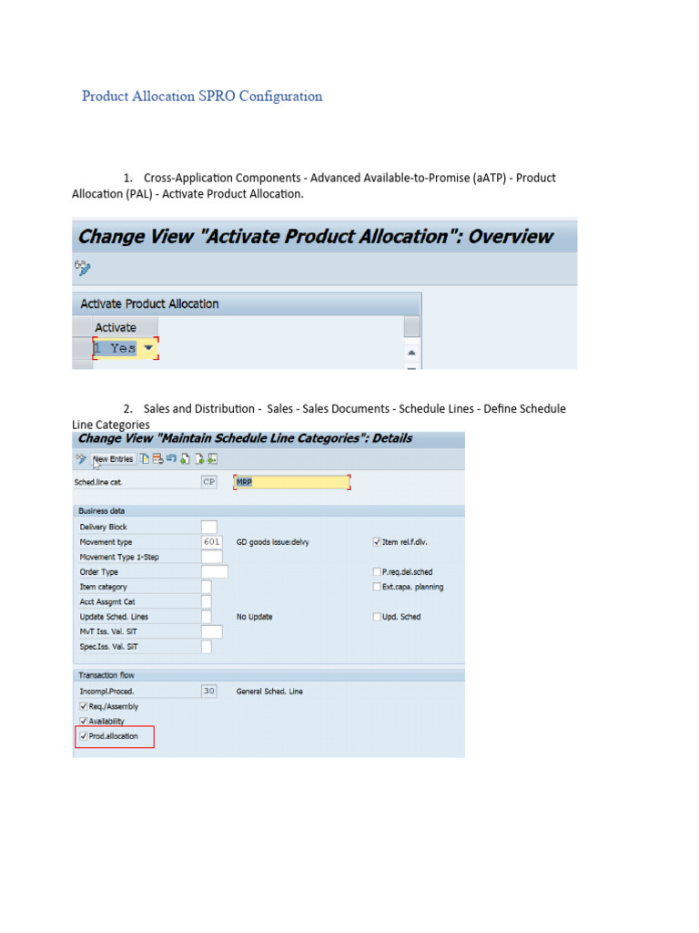 SPRO Configuration for Product Allocation | PDF | Information ...
