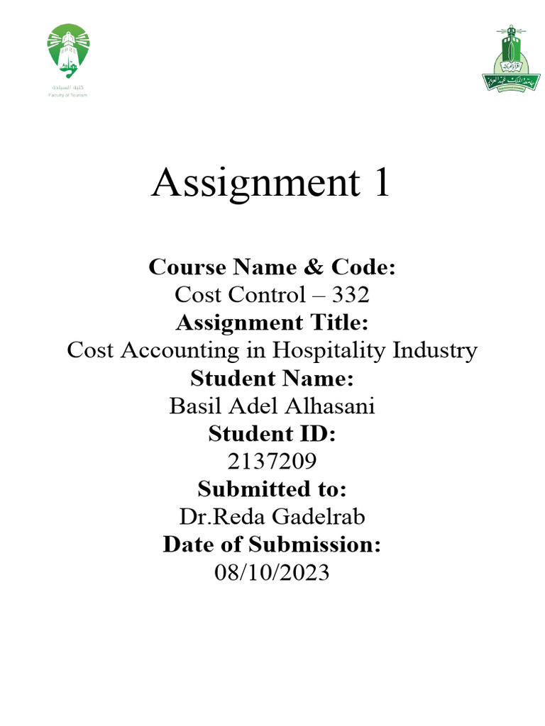 Assignment 1: Course Name & Code: Assignment Title: Student Name: Student ID: Submitted To: Date ...