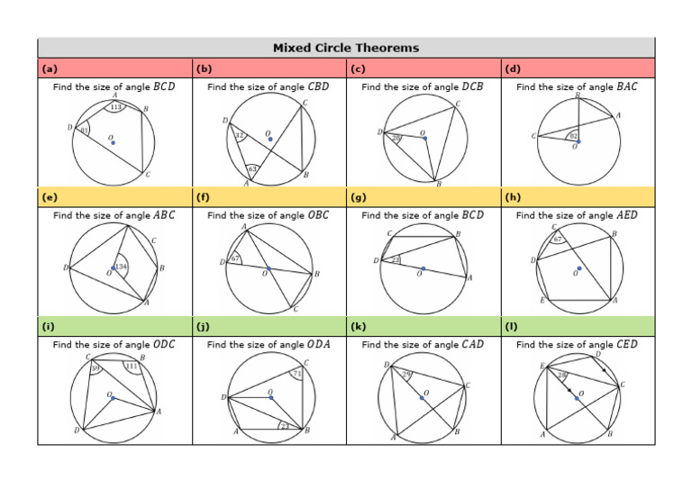 Mixed Circle Theorems Practice Grid | PDF | Foreign Language Studies ...