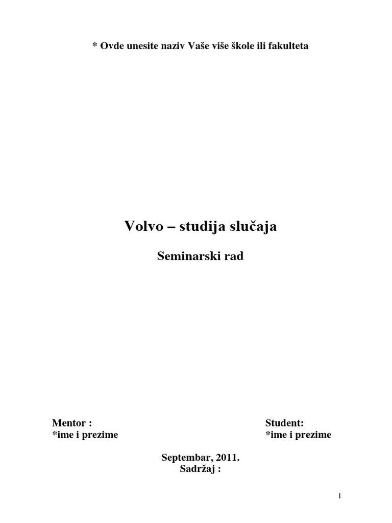 Volvo – studija slučaja | PDF