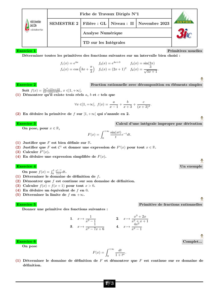 Intégrales et Primitives pour GL II | PDF | Limite (mathématiques ...