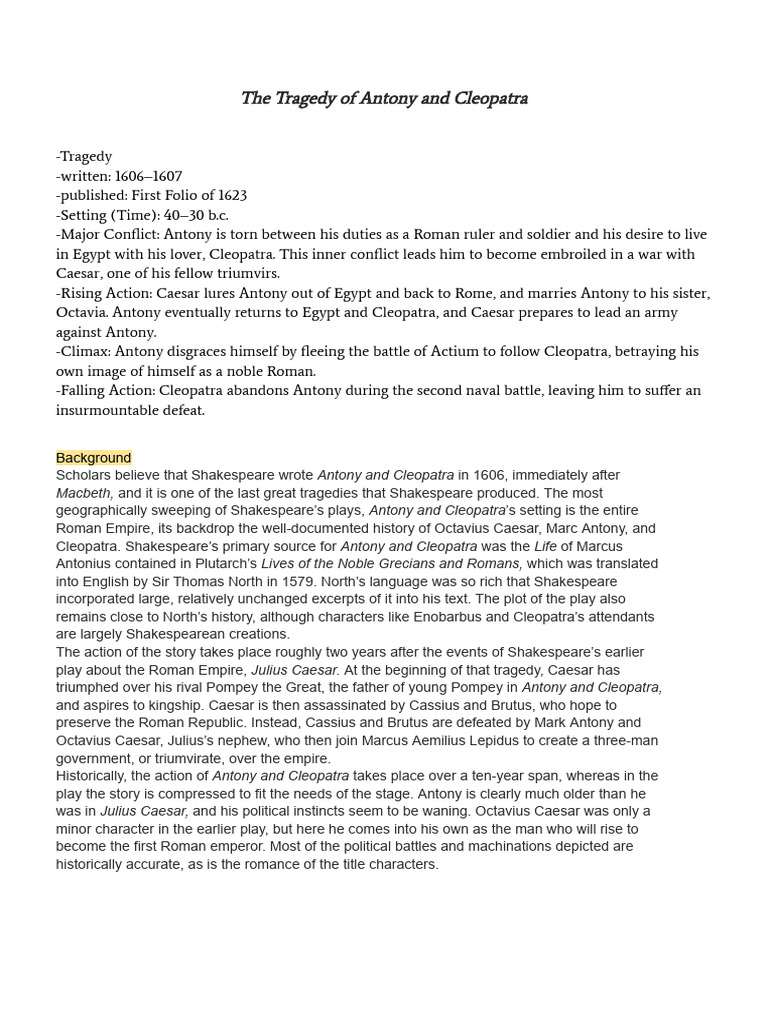 Antony and Cleopatra | PDF | Mark Antony | Augustus