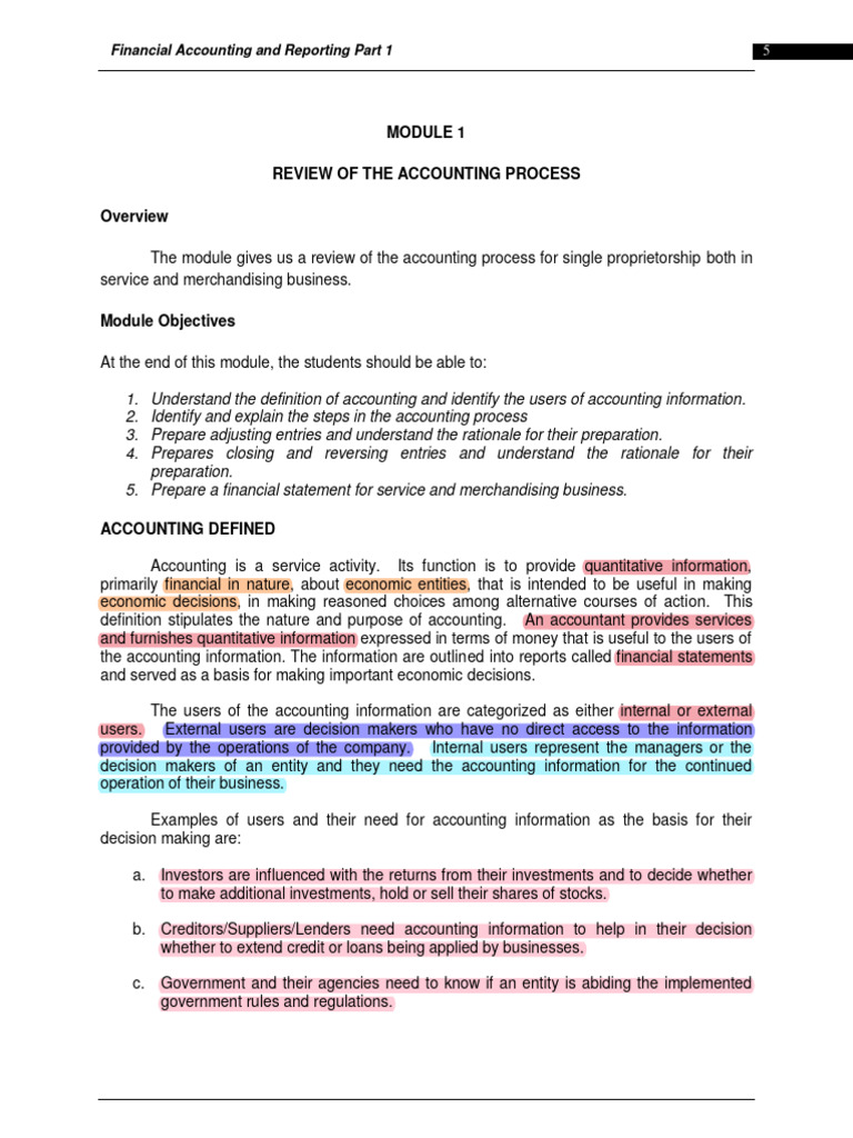 Module 1 ACCO 101 | PDF | Debits And Credits | Depreciation