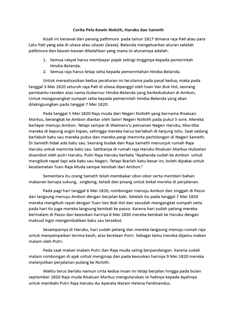 Cerita Pela Kawin Noloth Haruku Sameth | PDF