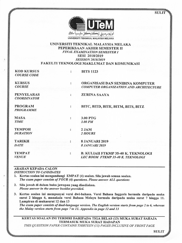 Final18 Bits1123 Computer Organization Architecture Pdf