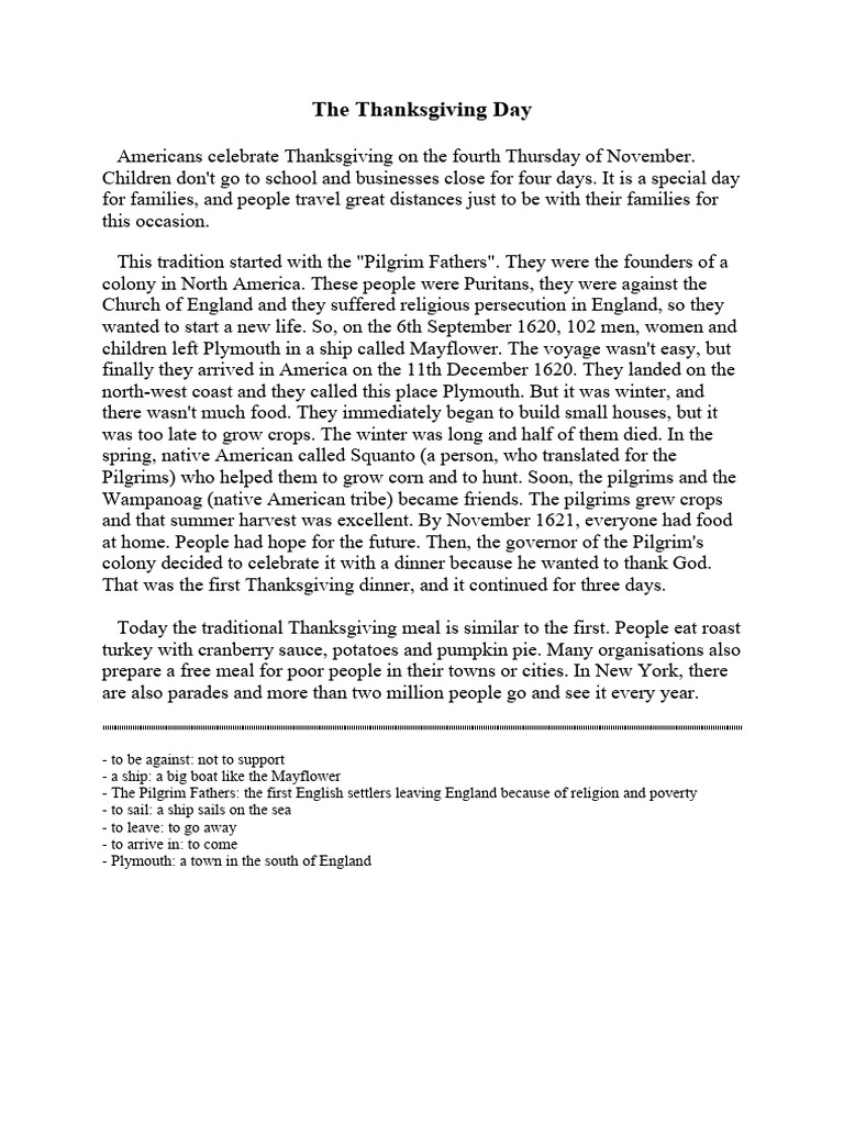 Thanksgiving History and Traditions | PDF