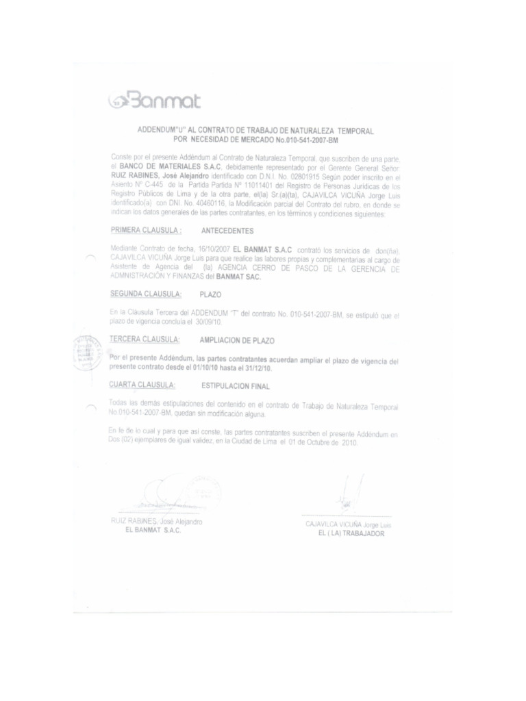 Modelo de Adendum | PDF