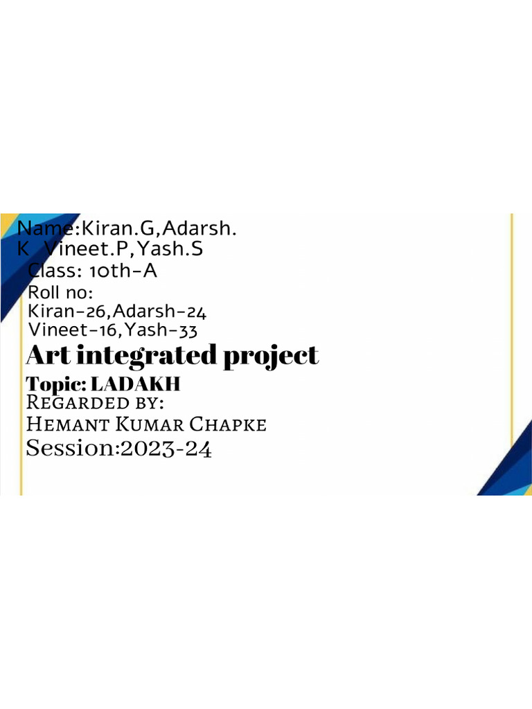 Class 10 Art Integrated Project | PDF