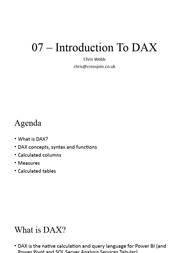 07 Introduction To DAX | PDF | Computer Data | Data Management