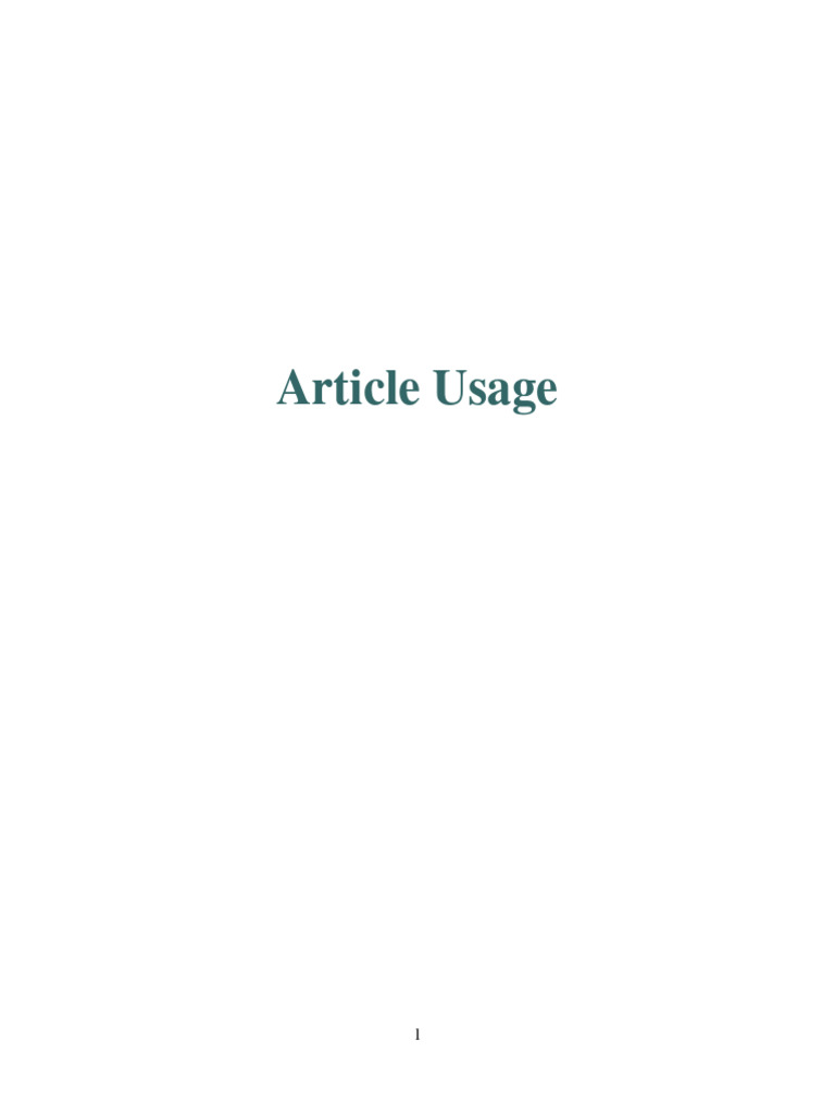 Writting Tips-Article Usage | PDF | Grammatical Number | Noun