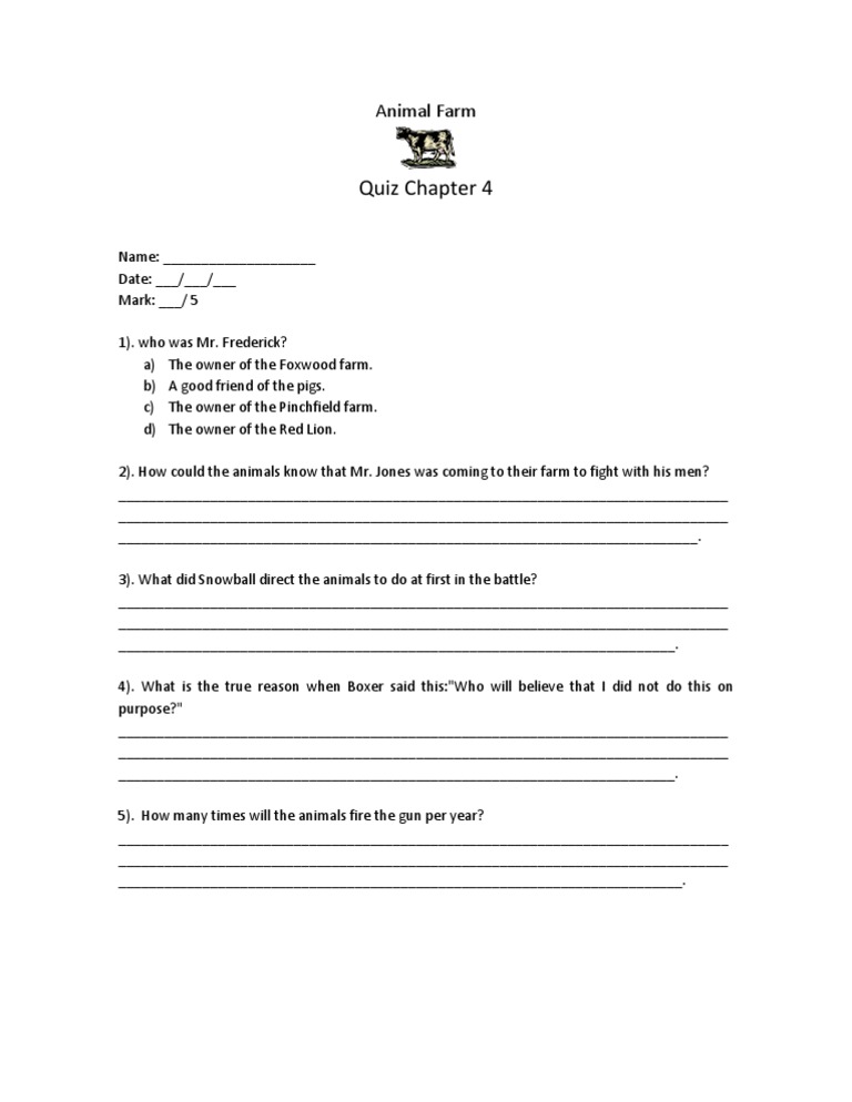 Quiz Chapter 4: Animal Farm | PDF | Home & Garden