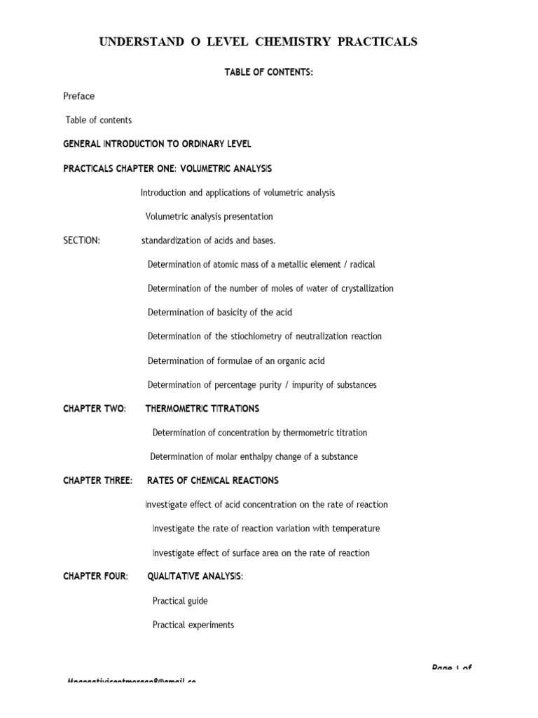 S.3 & 4 o Level Chemistry Practicals Text Book | PDF | Titration ...