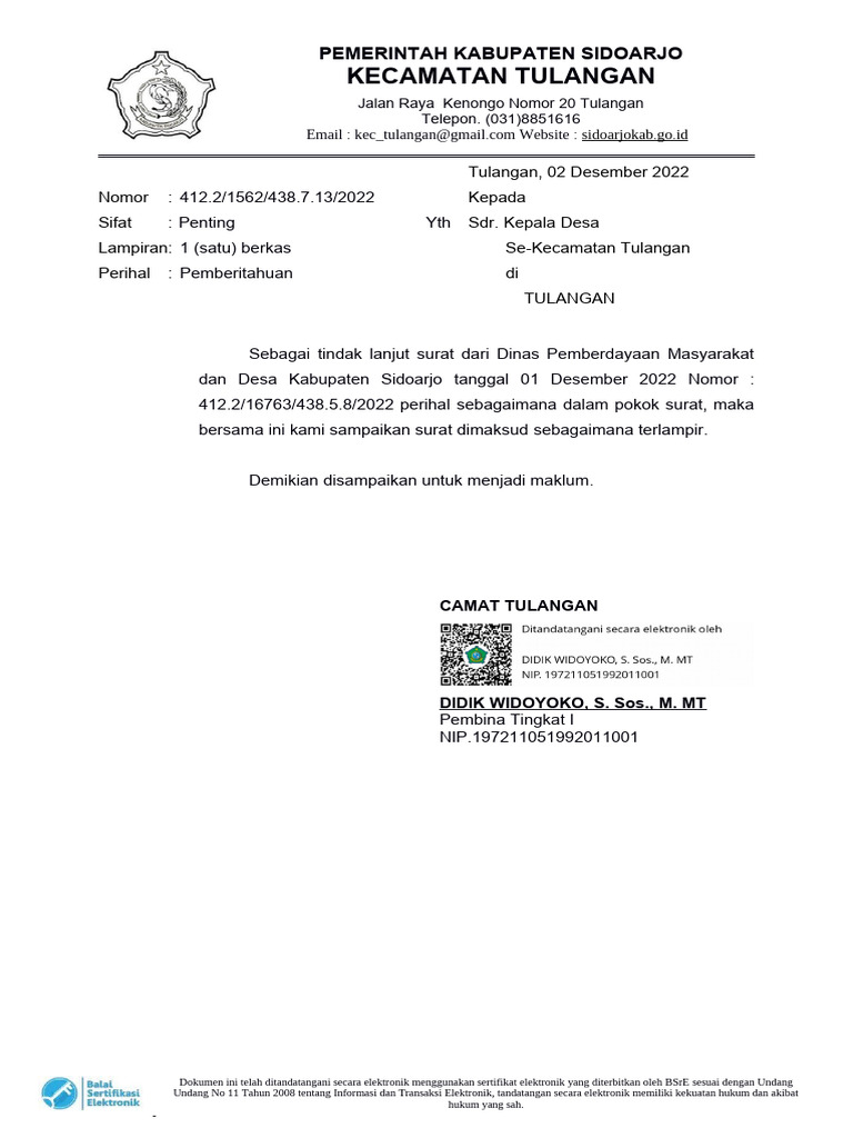 Surat Petunjuk Penyusunan Perdes APBDes Th 2023-1 | PDF