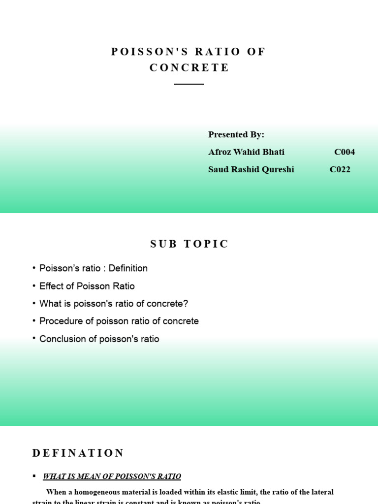 Poisson's Ratio of Concrete | PDF | Strength Of Materials | Stress ...