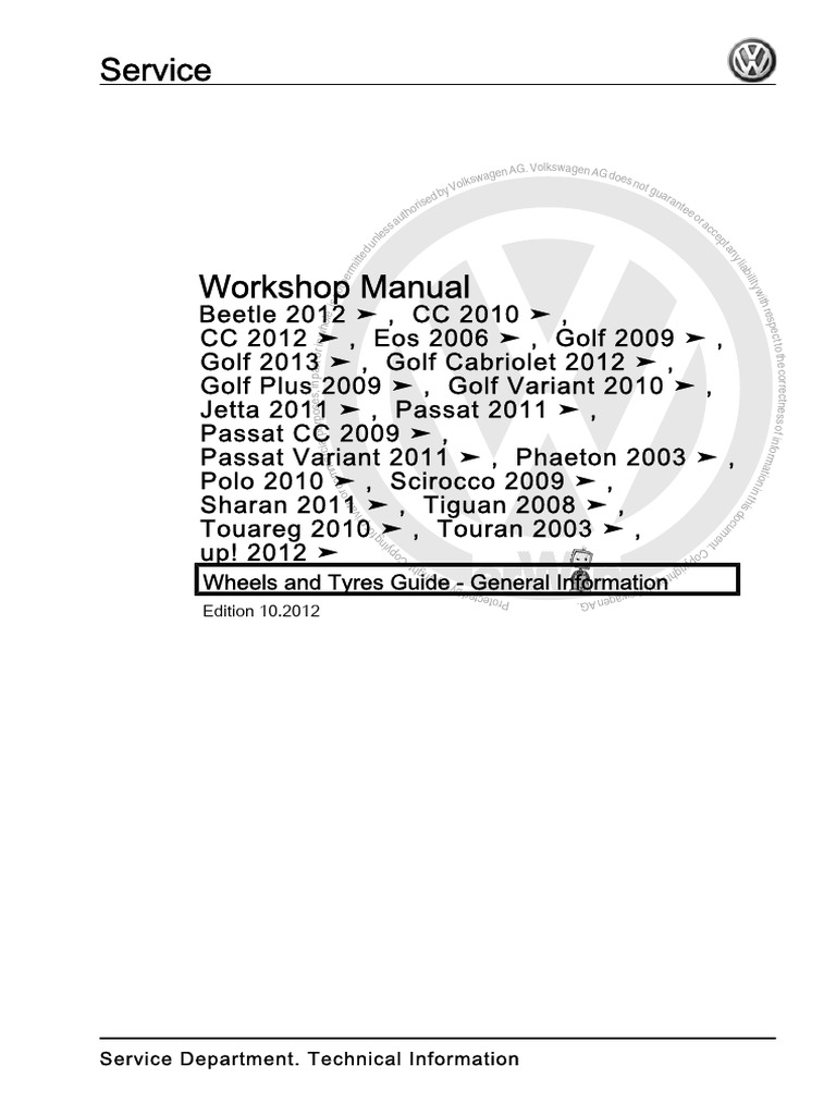 Wheels and Tyres Guide - General Information | PDF | Volkswagen Group | Car