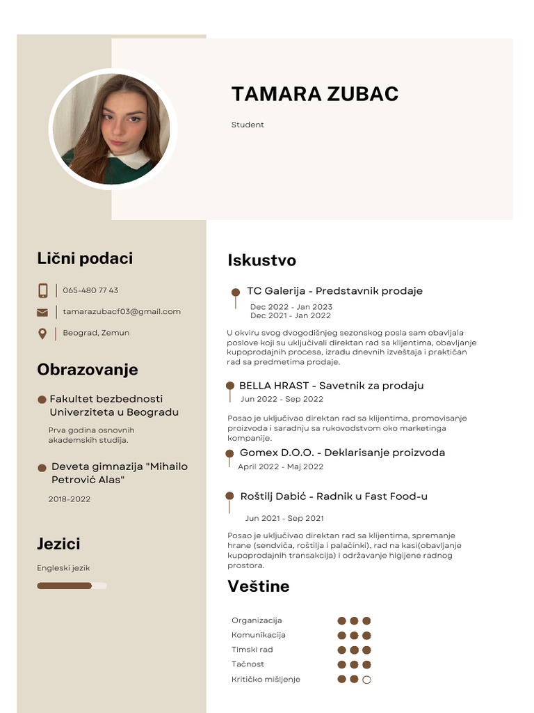 Tamara Zubac CV - 2023 | PDF