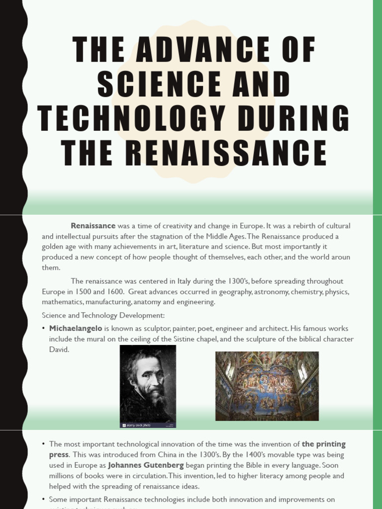 Renaissance Advances in Science & Tech | PDF | Alchemy | Renaissance