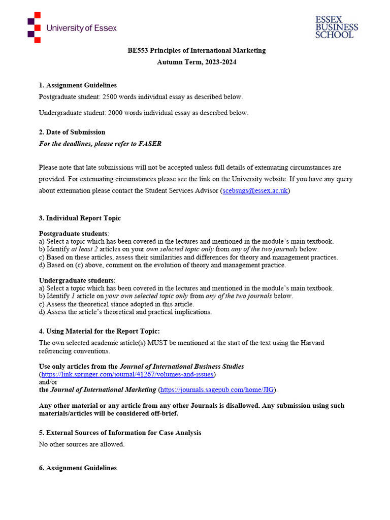 BE553 Coursework Assessment 2023-2024 (BE553 - GC) - UploadedR | PDF | Postgraduate Education ...