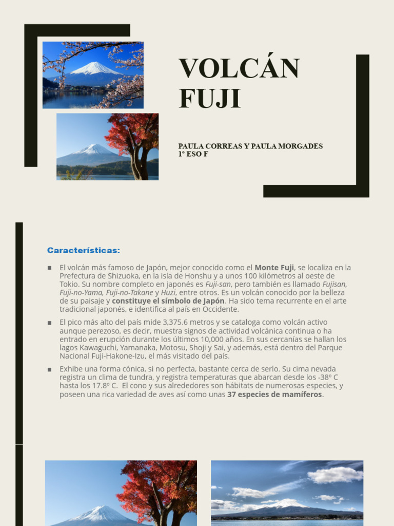 Presentacion Proyecto Volcan Monte Fuji | PDF | Volcán | Tipos de erupciones volcánicas