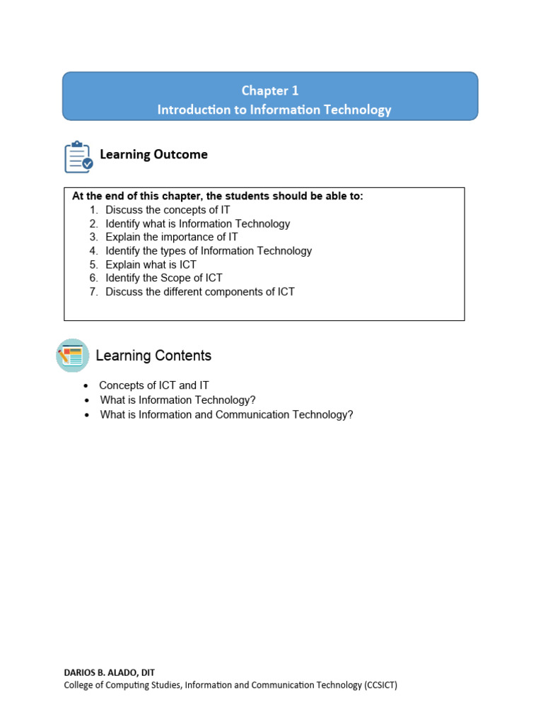 Chapter 1 Introduction To Information Technology | PDF | Information ...
