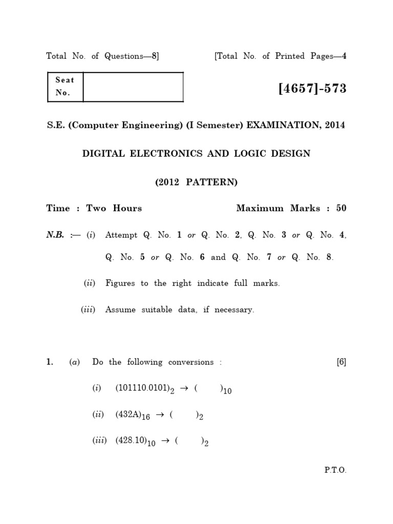 Digital Electronics Exam Paper 2014 | PDF | Logic Gate | Vhdl