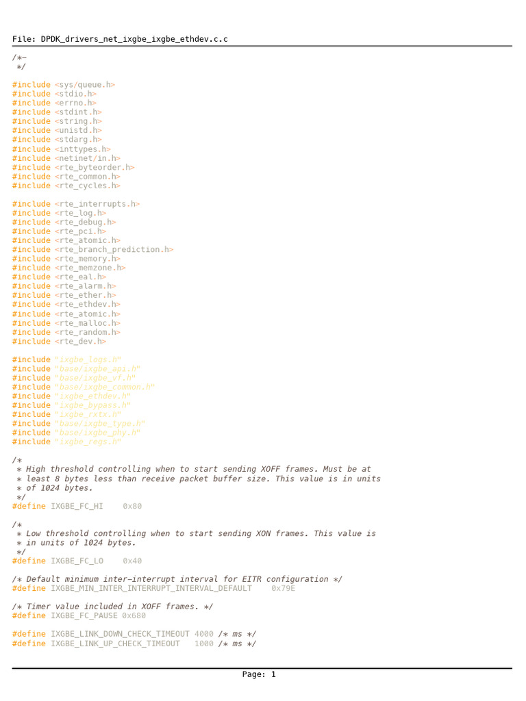 DPDK Drivers Net Ixgbe Ixgbe Ethdev.c | PDF | Pointer (Computer Programming) | Computer Architecture