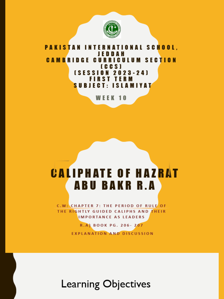 Caliphate of Abu Bakr GR 8 Week 10 | PDF