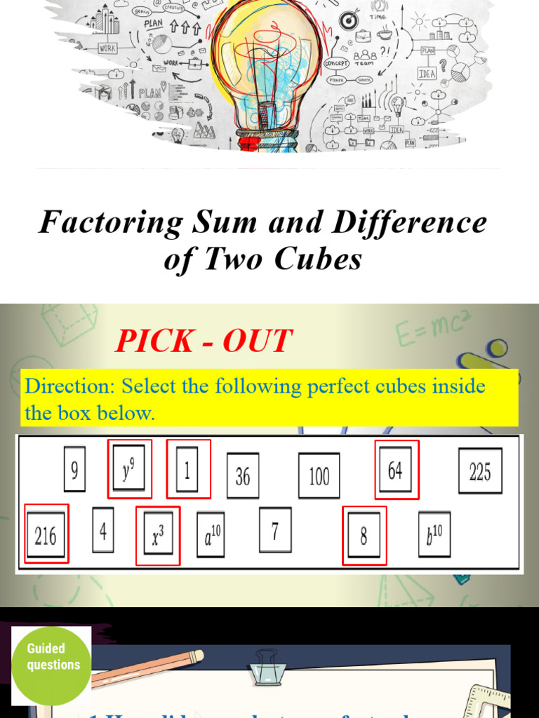Factoring Sum and Difference of Cubes | PDF | Teaching Methods & Materials