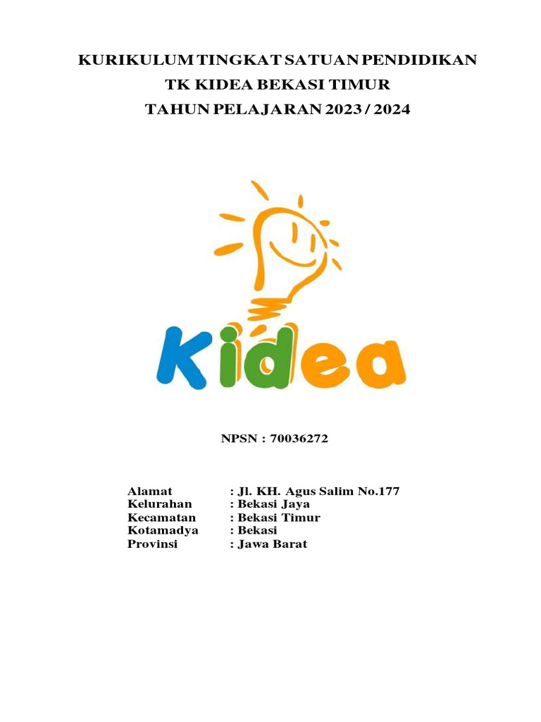 Edited II Kurikulum TK KIDEA BT 2022 (Rev) | PDF