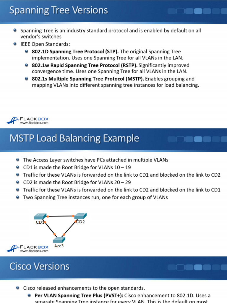 Spanning Tree Protocols Overview | PDF