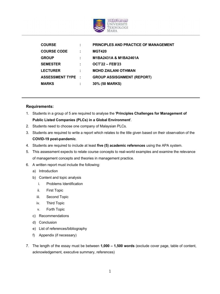 MGT420 Group Assignment (REPORT) Oct22-Feb23 | PDF | Human Communication