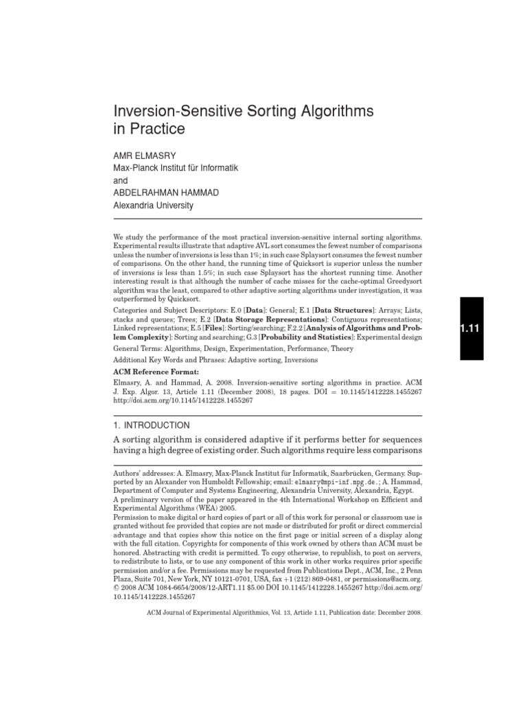 Elmasry - Inversion-Sorting Searching Algorithms | PDF | Theoretical ... Elmasry - Inversion-Sorting Searching Algorithms | PDF | Theoretical ...