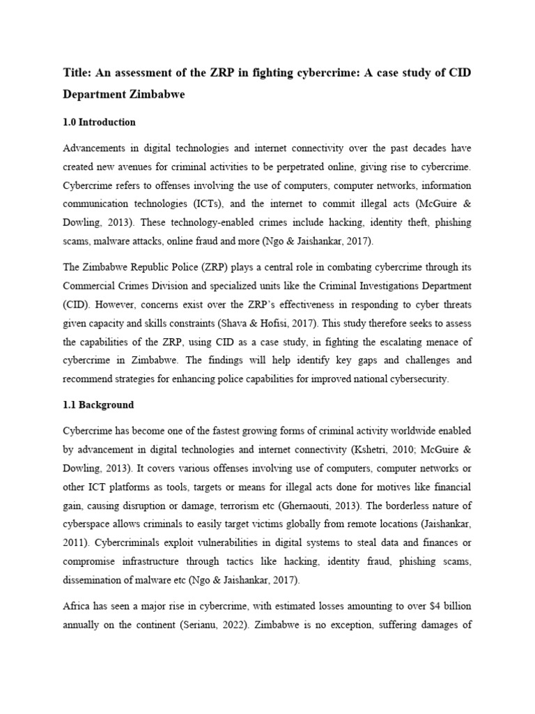 An assessment of the ZRP in fighting cybercrime A case study of CID ...