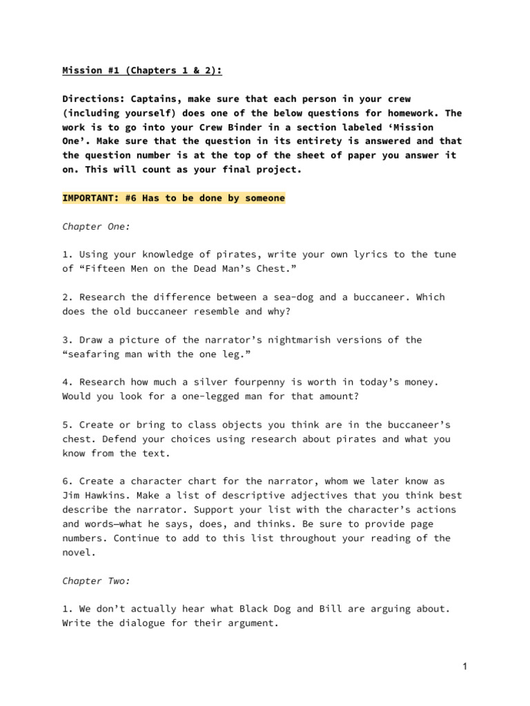 Treasure Island Character Analysis Tasks | PDF | Treasure Island