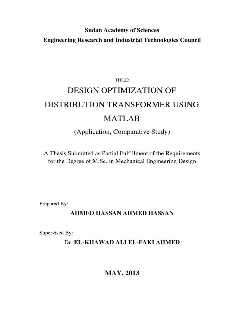 Design Optimization Of Distribution Transformer Using Matlab Pdf Transformer Inductor