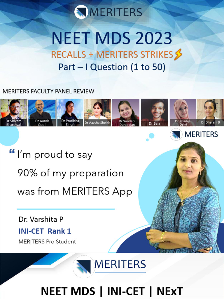 Neet Mds 2023 - Meriters Recall and Strike Rate - Part 1 | PDF | Anemia ...