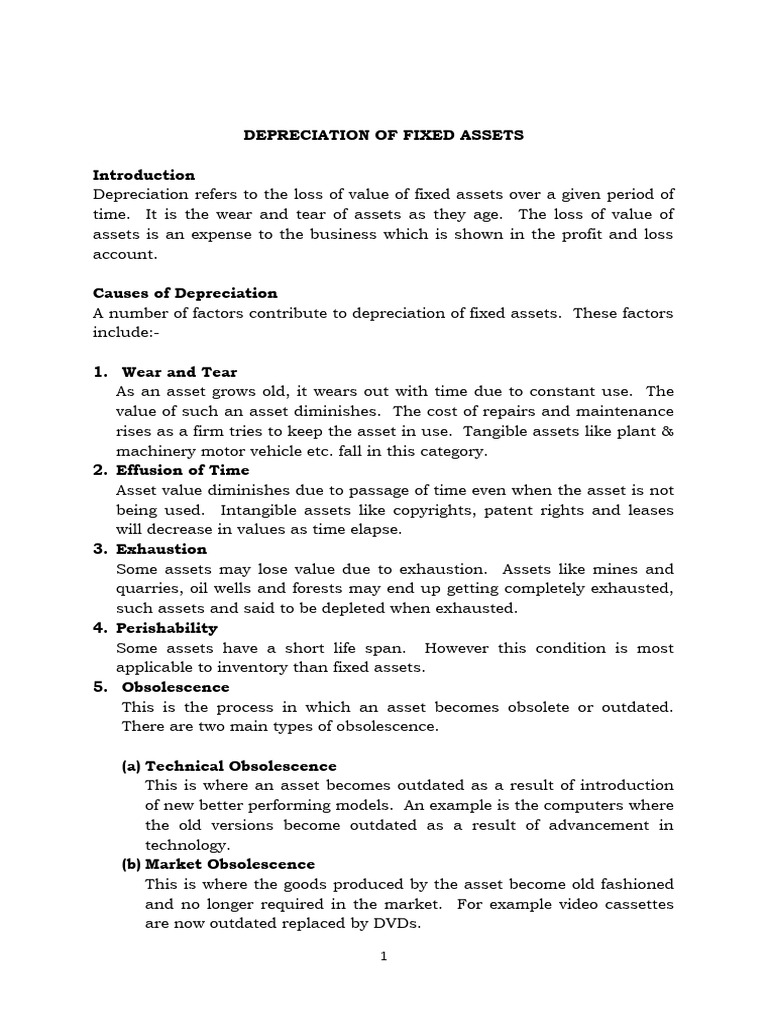 Depreciation Of Fixed Assets Pdf Depreciation Fixed Asset