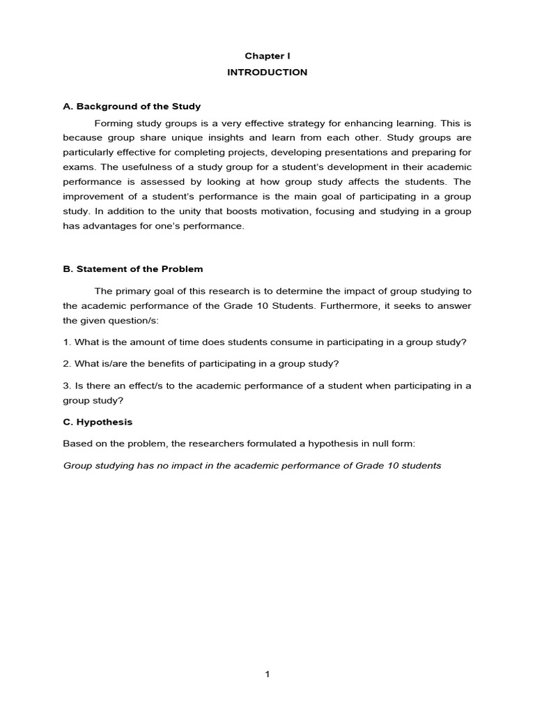 Impact of Group Study on Grade 10 Academic Performance | PDF ...