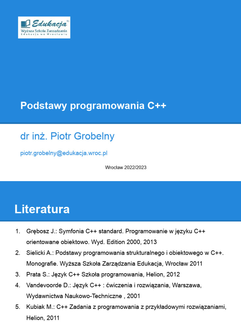 Wyklad Podstawy Programowania C++ | PDF