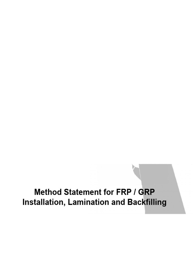 GRP Pipes Method Statement | PDF | Lamination | Pipe (Fluid Conveyance)