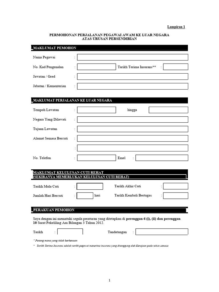 Borang Kebenaran Luar Negara WORDS | PDF