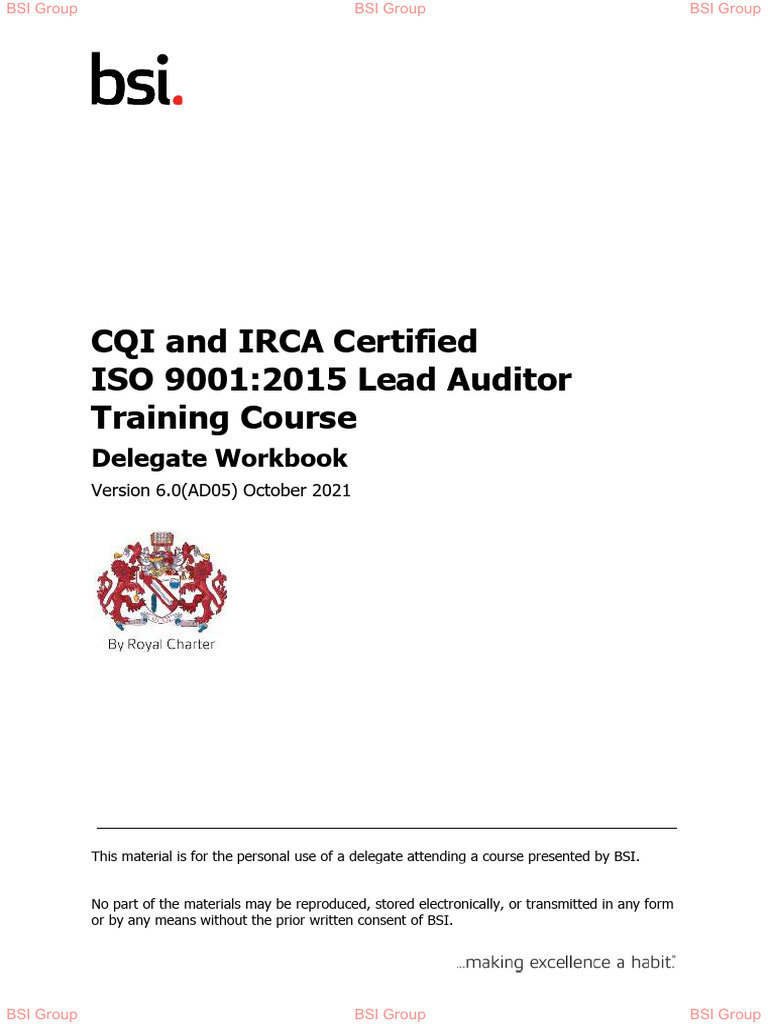 01 Delegate Workbook - QMS04101ENIN - v6 (AD05) - Oct2021 | PDF | Audit | Iso 9000